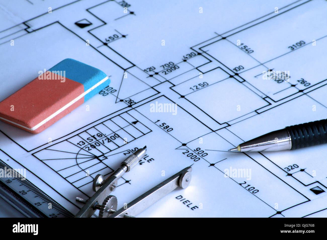 House extension construction building plans hi-res stock photography ...
