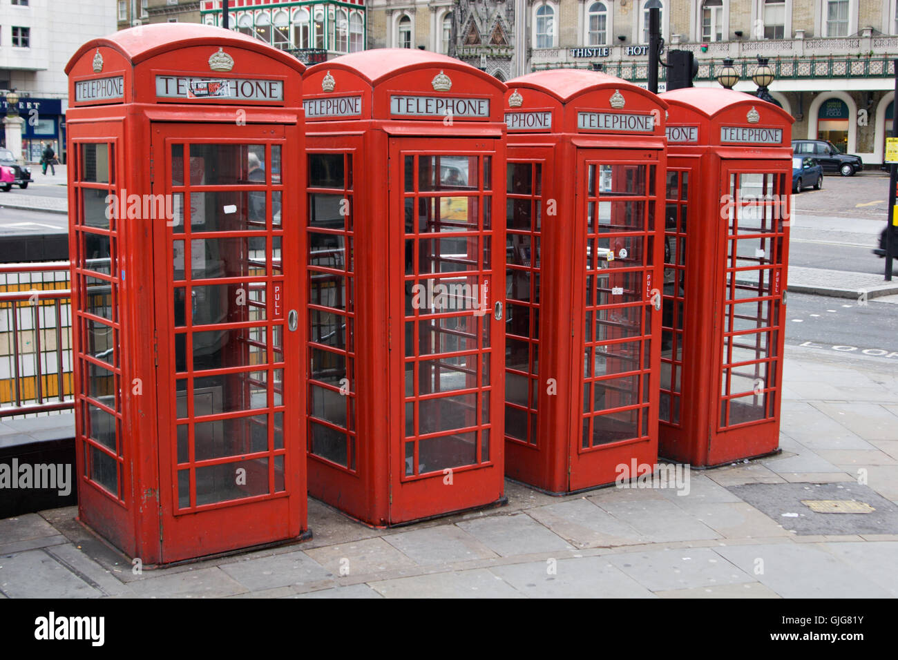 red english telephone booths Stock Photo - Alamy