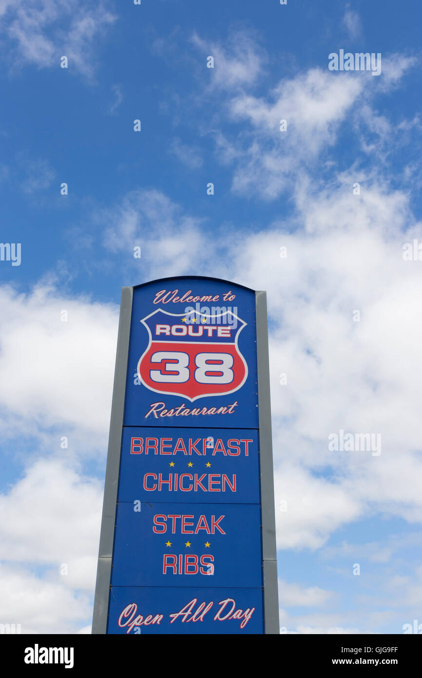 Welcome to Route 38 American Restaurant, England, UK Stock Photo - Alamy