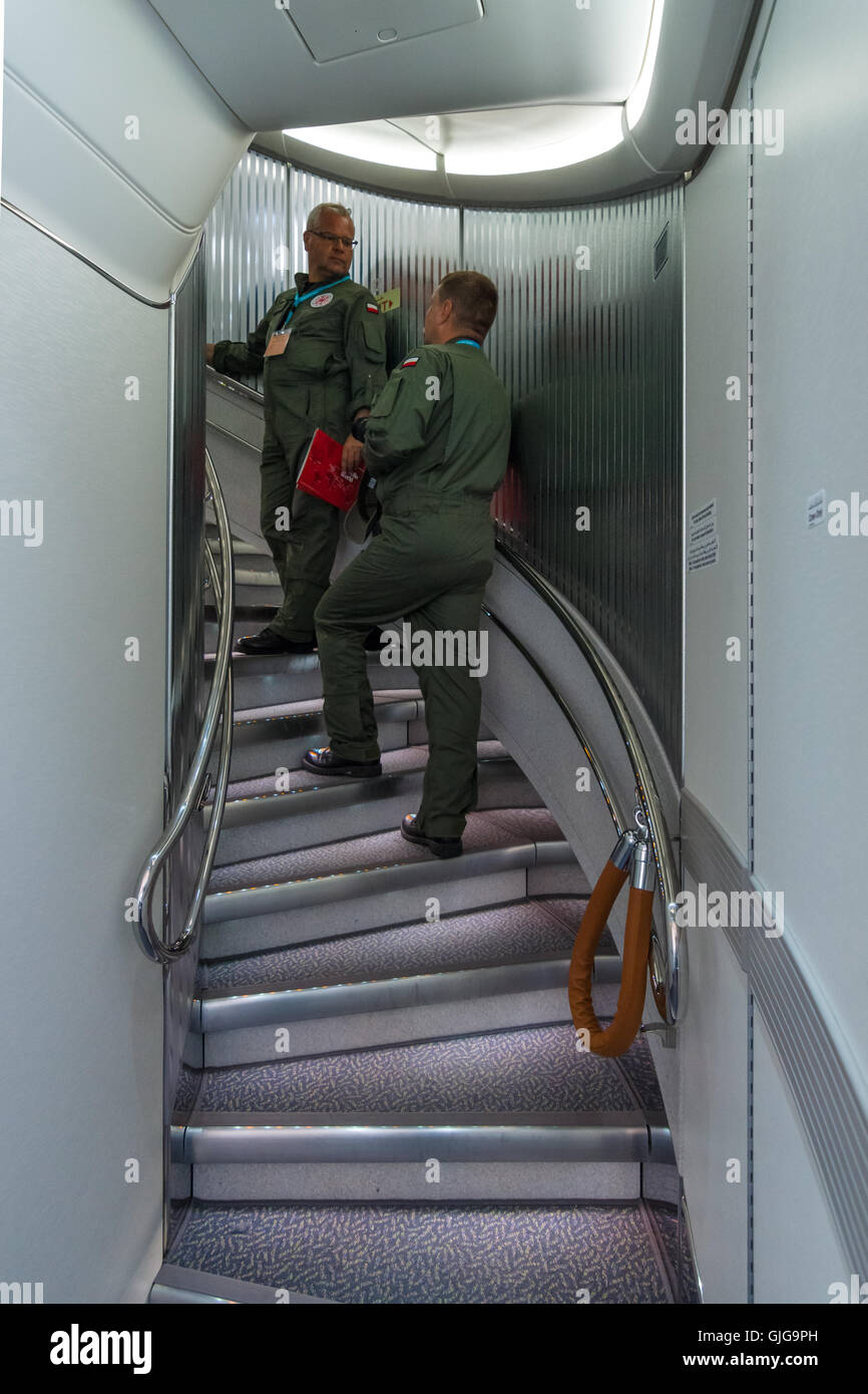 Gangway between the first and second floors of the largest aircraft of ...