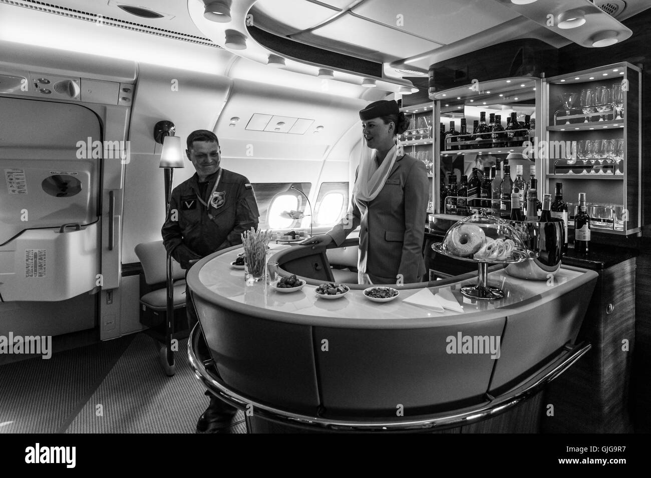 The bar for the passengers the first and business class of the world's ...