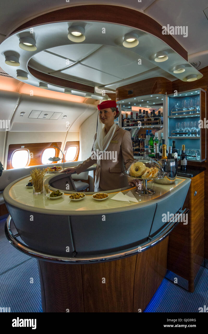 The bar for the passengers the first and business class of the world's ...