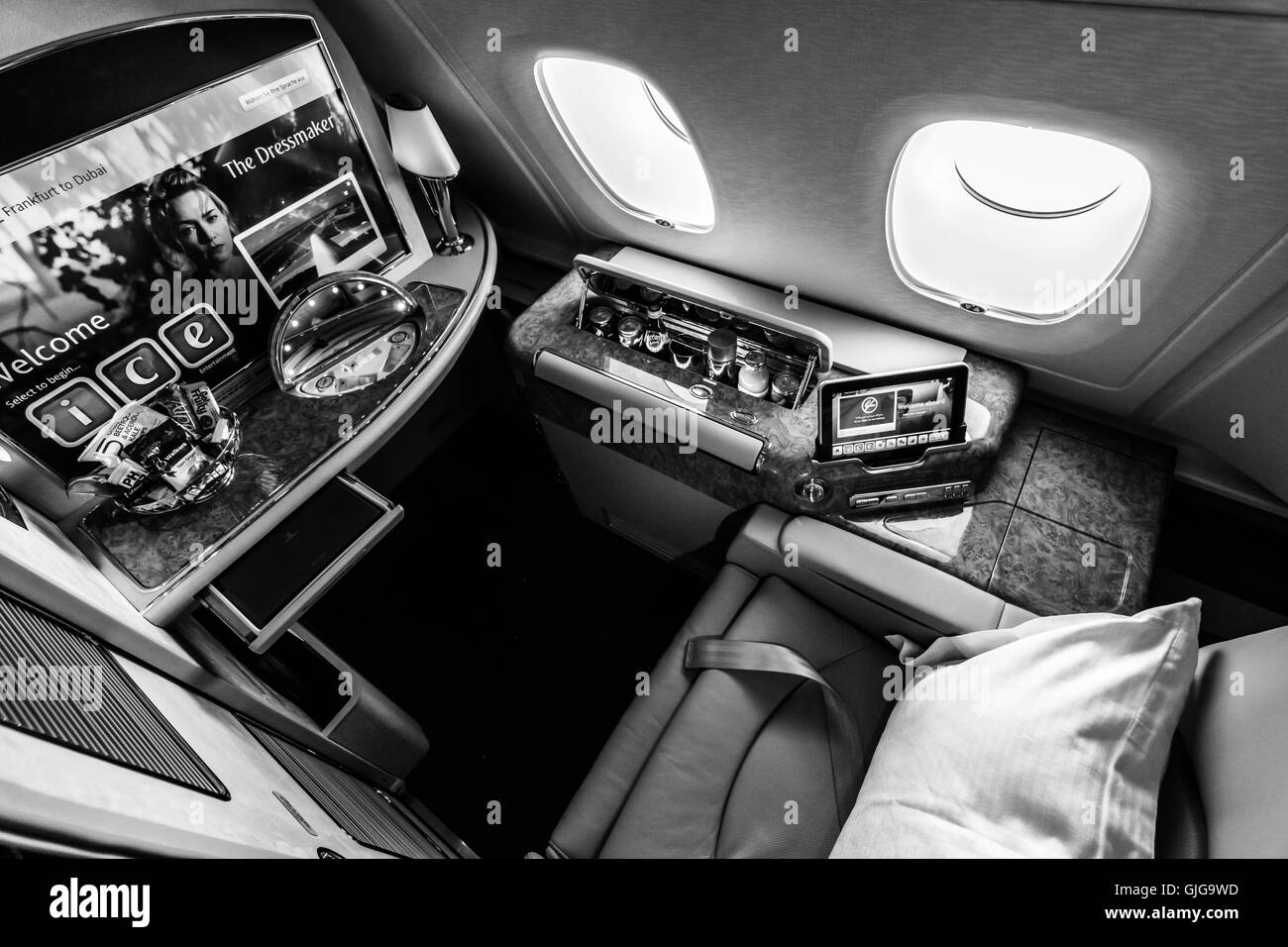 Interior of first class of the world's largest aircraft Airbus A380 ...