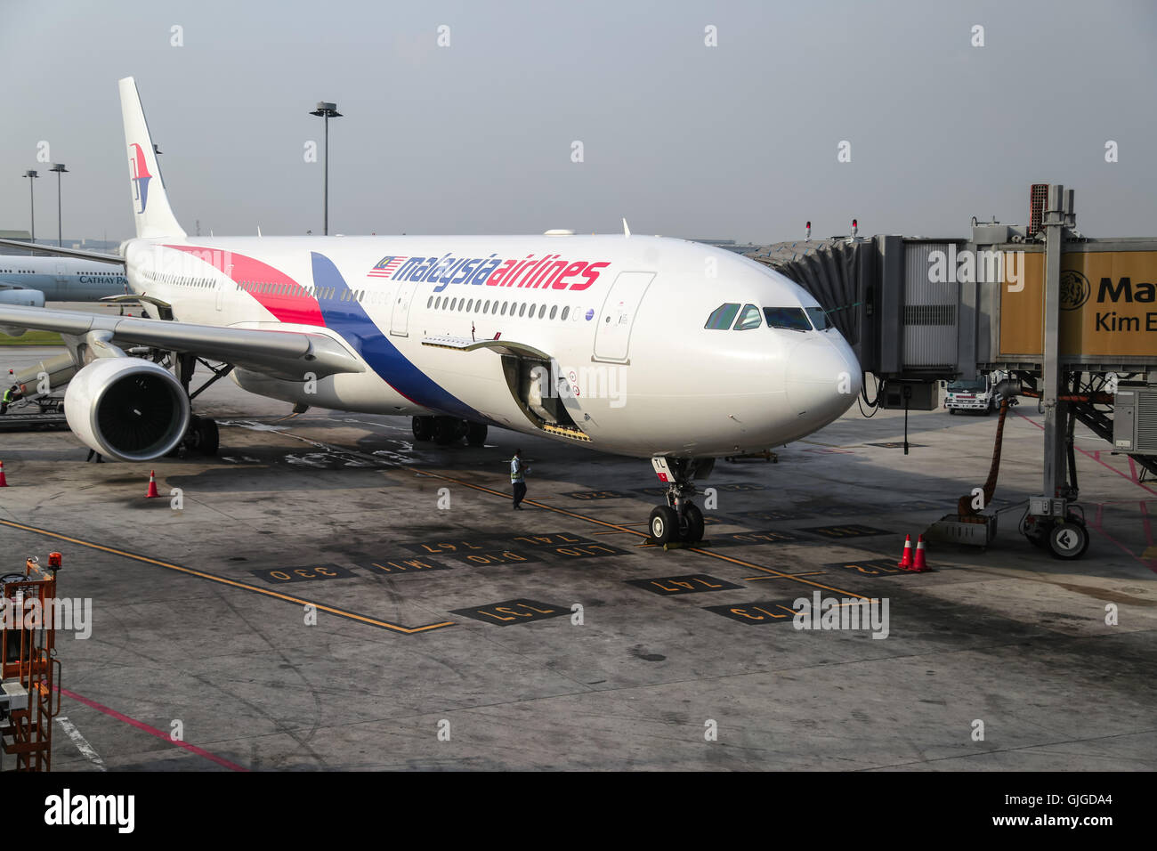 A MAS airplane is getting ready at boarding terminal, KLIA Malaysia ...