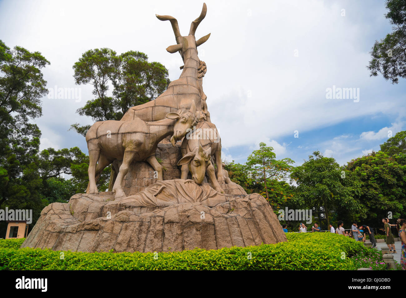 The granite Statue of the Five Goats is located in the west part of ...