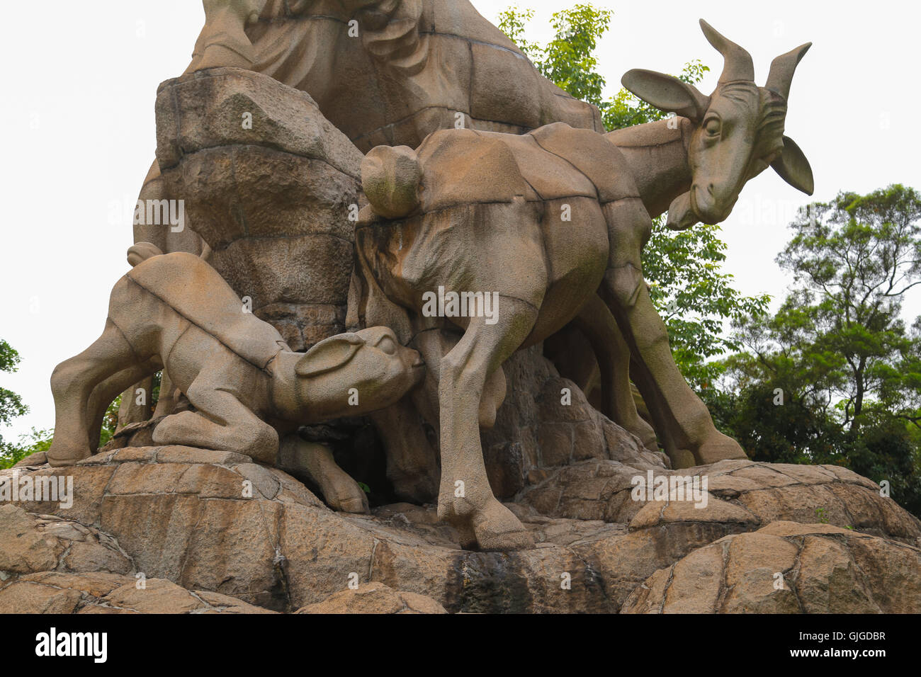The granite Statue of the Five Goats is located in the west part of ...