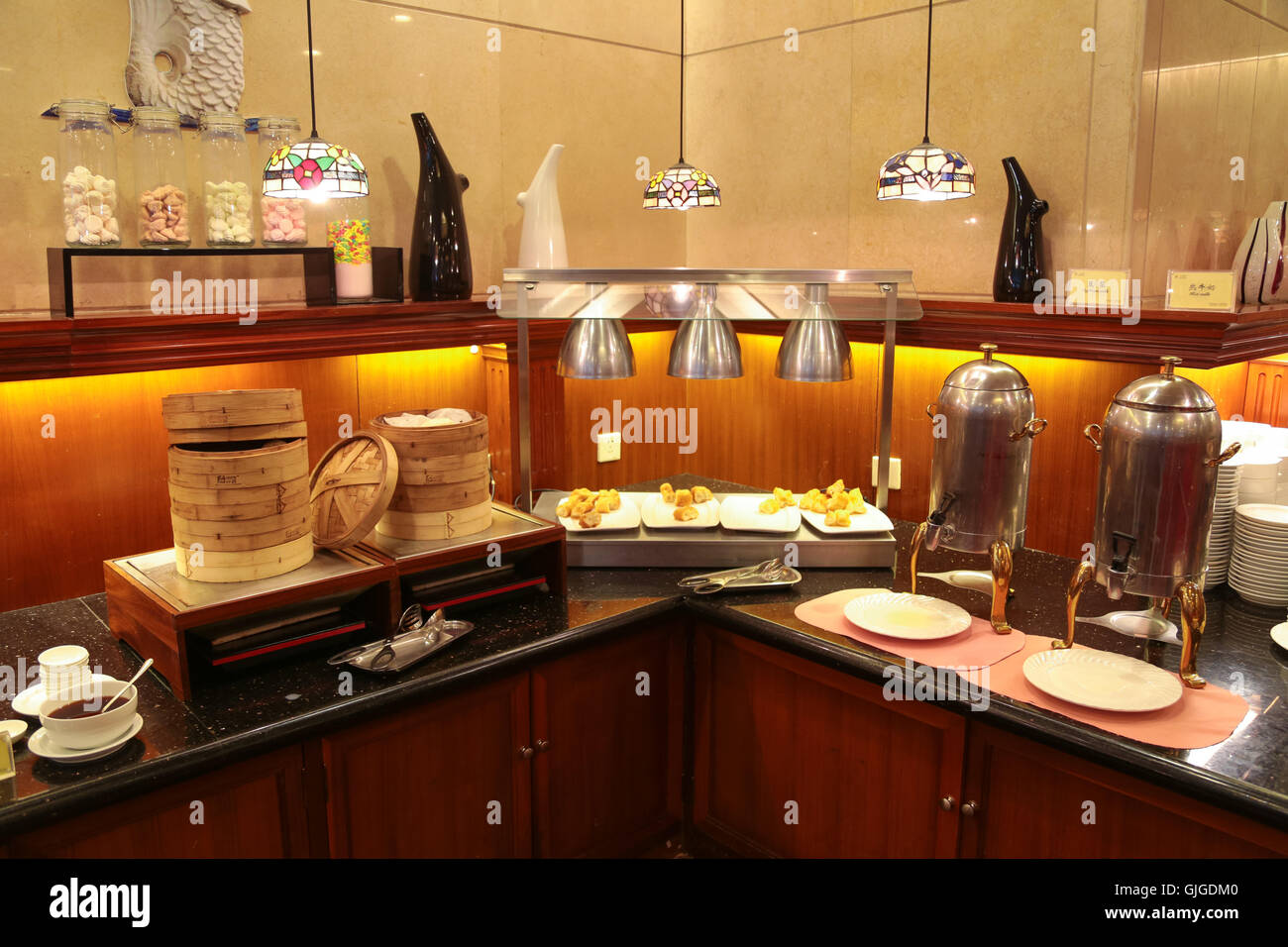 Breakfast counter at Hotel Canton at Beijing Road, Guangzhou, China ...