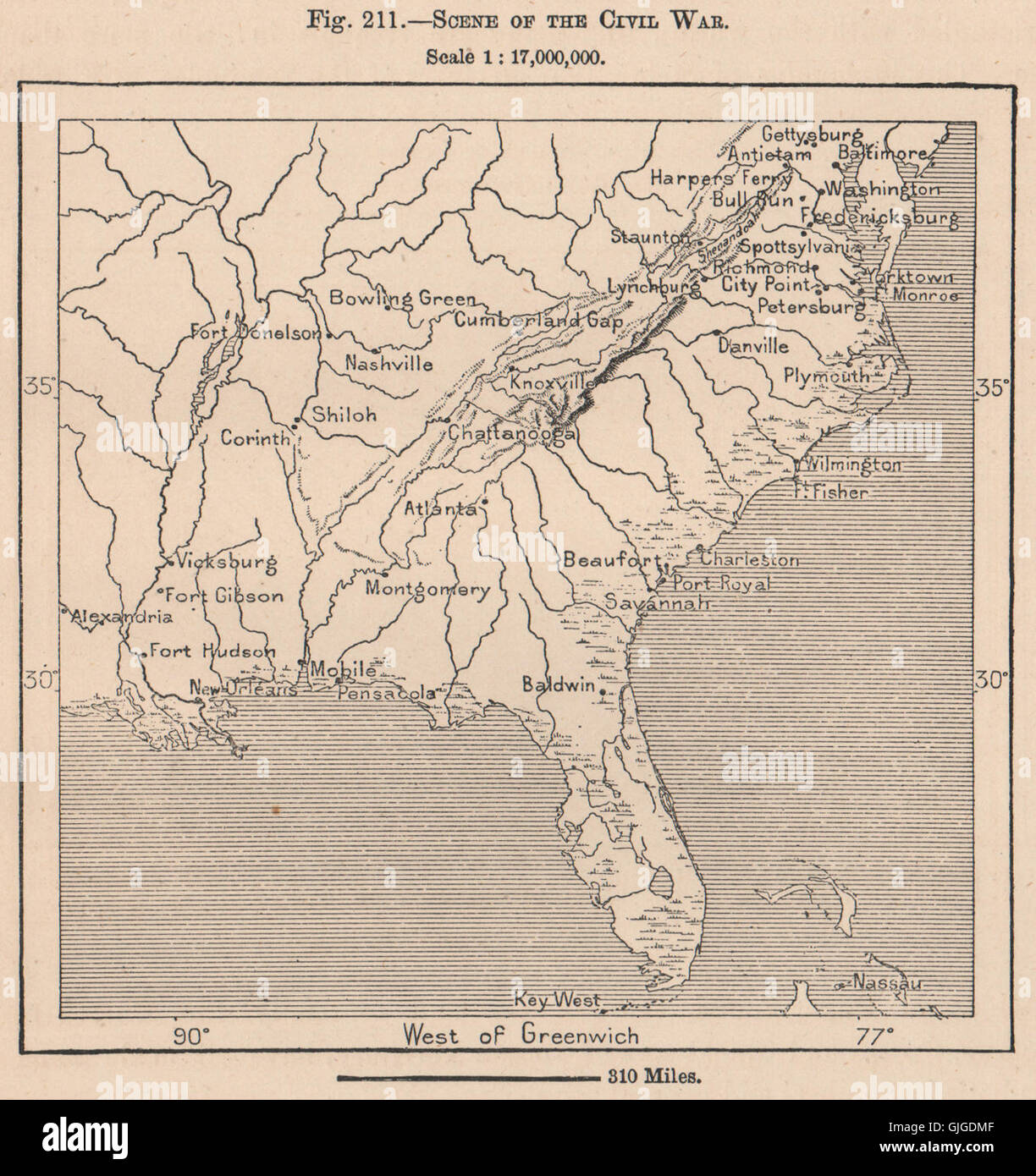 Blank Civil War Maps North And South