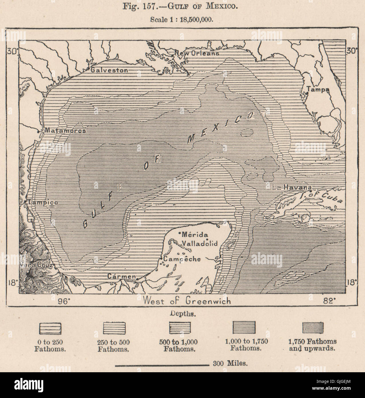 Gulf of Mexico. North America. The American Mediterranean, 1885 antique ...