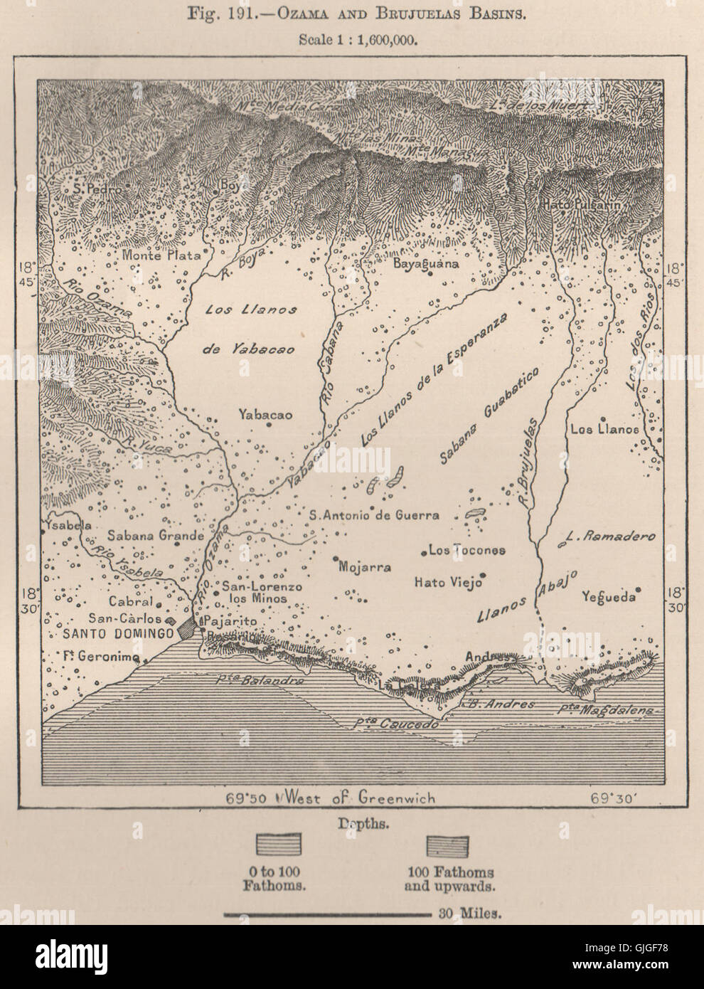 Ozama and Brujuelas Basins. Dominican Republic. Hispaniola, 1885 ...