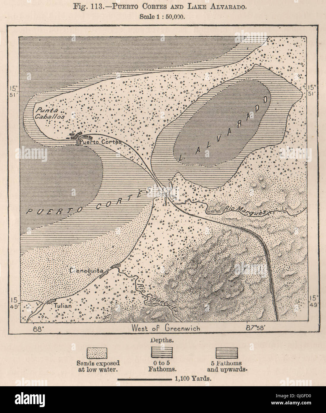 Puerto Cortes & Lake/Laguna de Alvarado. Puerto Cortés. Honduras, 1885 ...