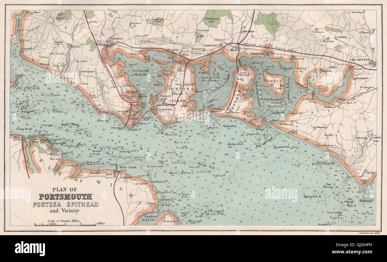 PORTSMOUTH Portsea Spithead & vicinity sea chart. Solent. BARTHOLOMEW ...