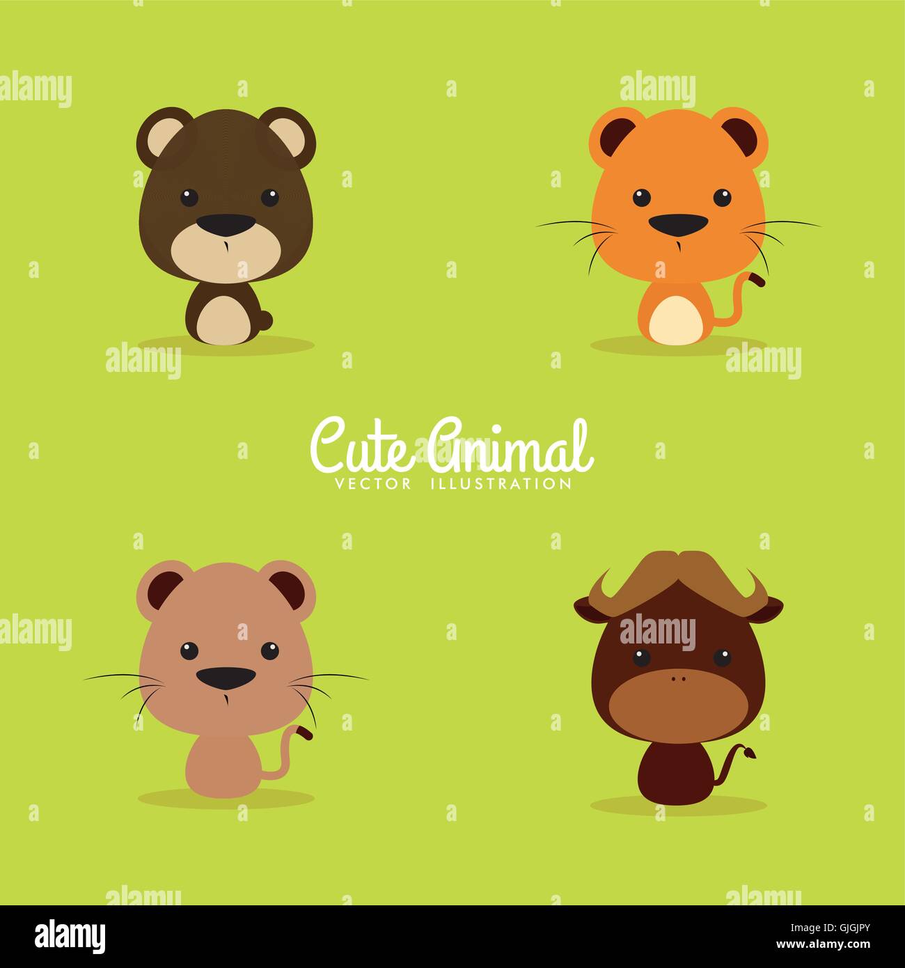 Cute Cartoon Wild Animal Stock Vector Image & Art - Alamy