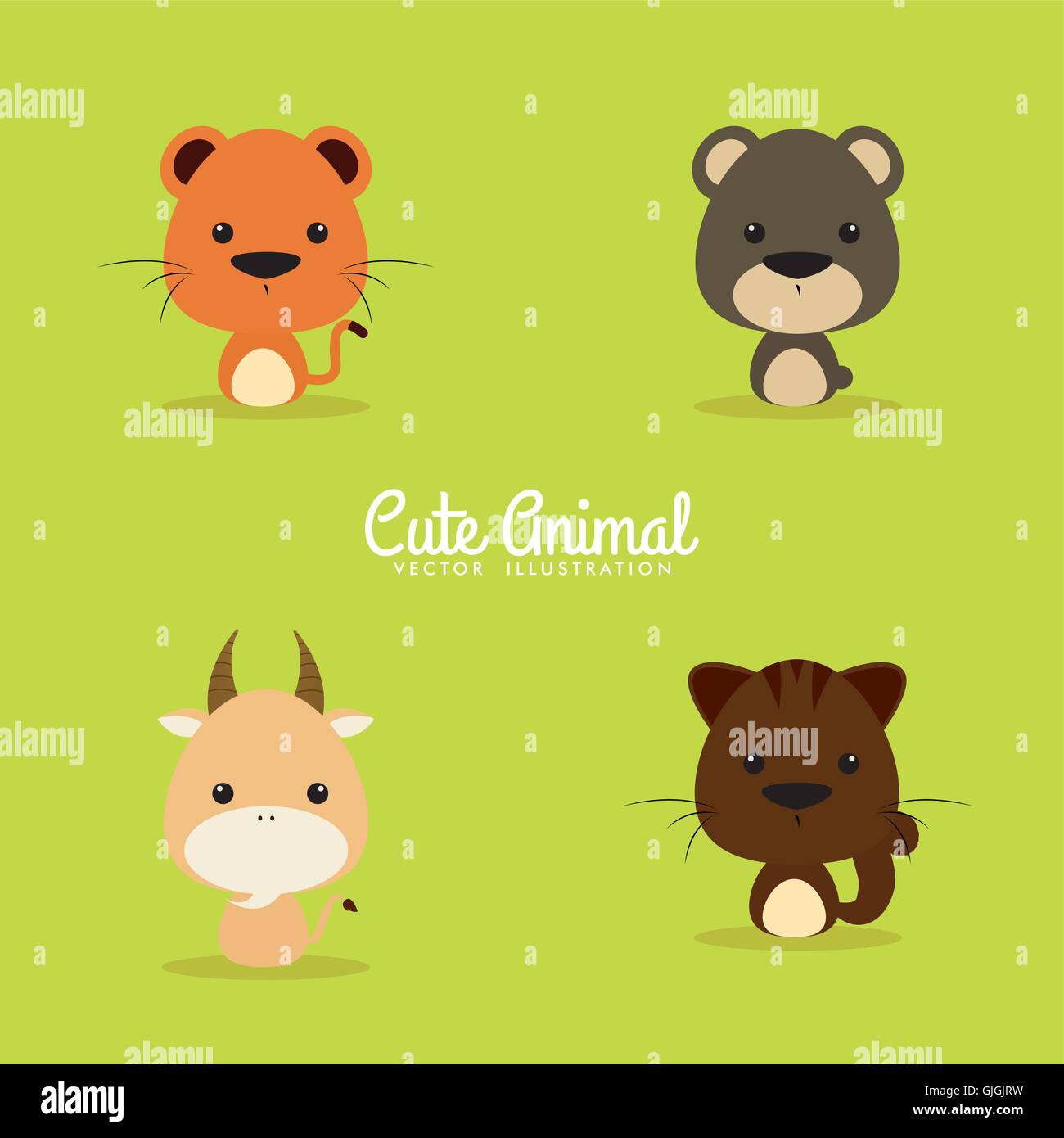 Cute Cartoon Wild Animal Stock Vector Image & Art - Alamy