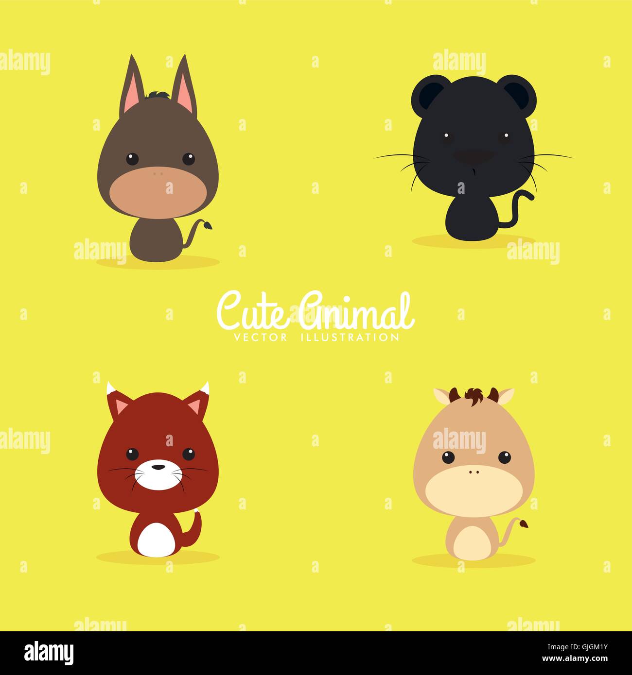 Cute Cartoon Wild Animals Stock Vector Image & Art - Alamy