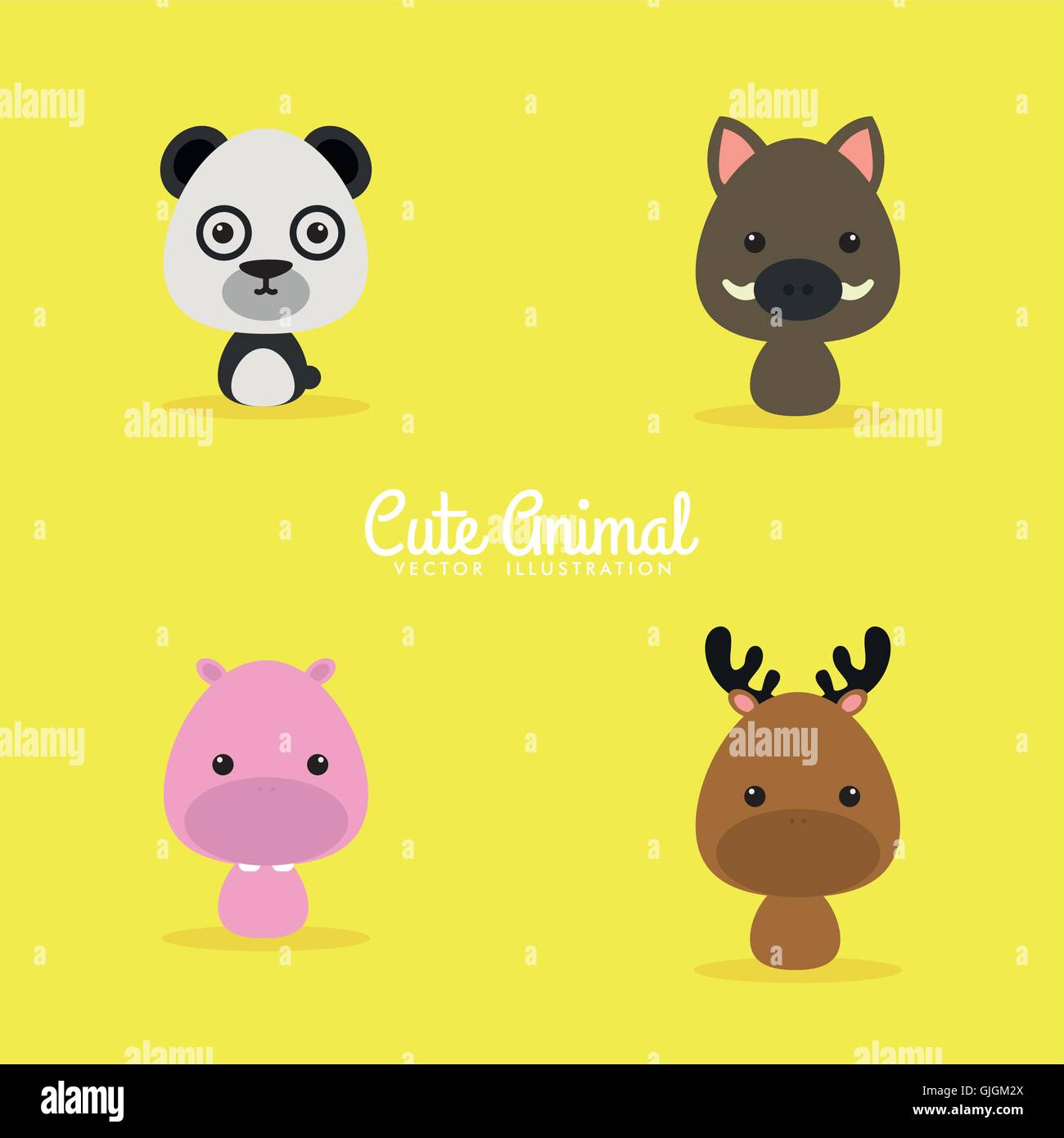 Cute Cartoon Wild Animals Stock Vector Image & Art - Alamy