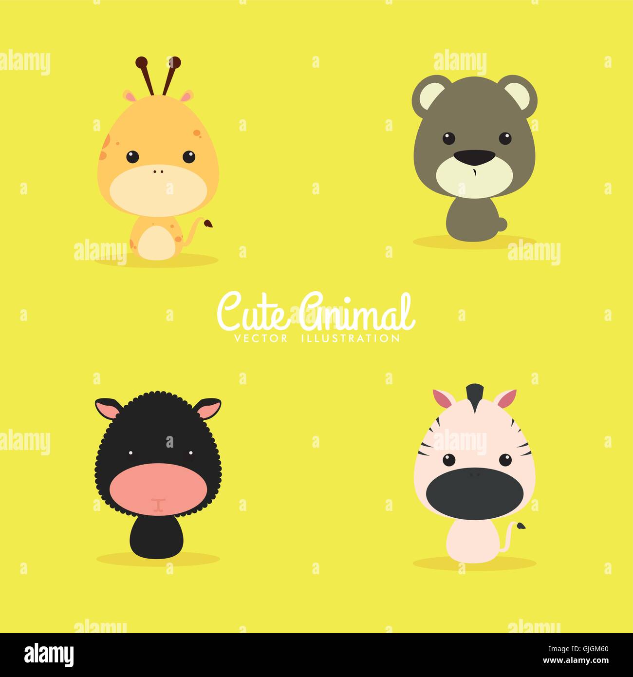 Cute Cartoon Wild Animals Stock Vector Image & Art - Alamy