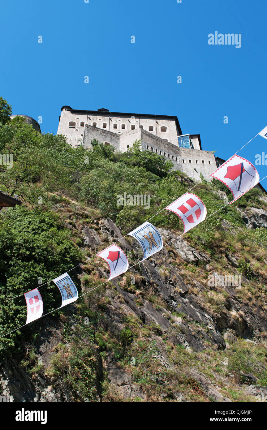 Aosta Valley, Italy: view of Fort Bard, a fortified complex built in ...