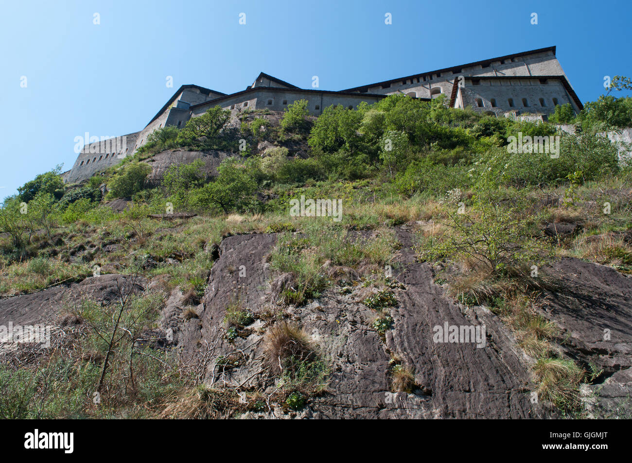 Aosta Valley, Italy: view of Fort Bard, a fortified complex built in ...