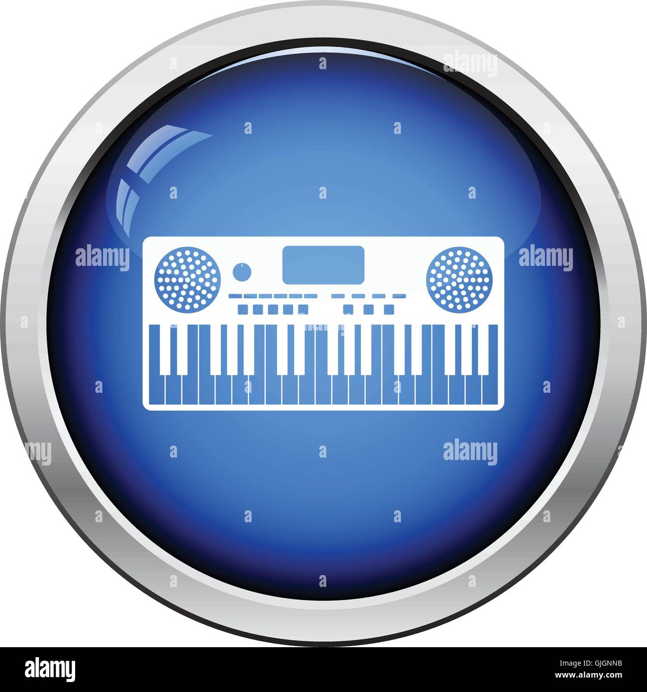 Music synthesizer icon. Glossy button design. Vector illustration Stock ...