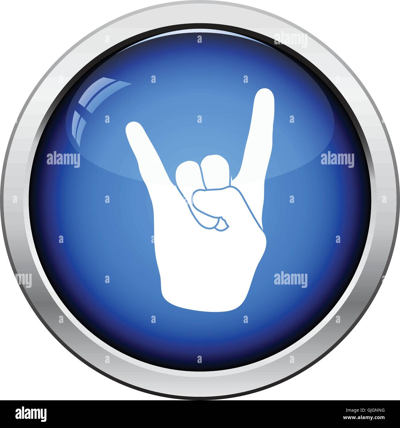 Rock hand icon. Glossy button design. Vector illustration Stock Vector ...