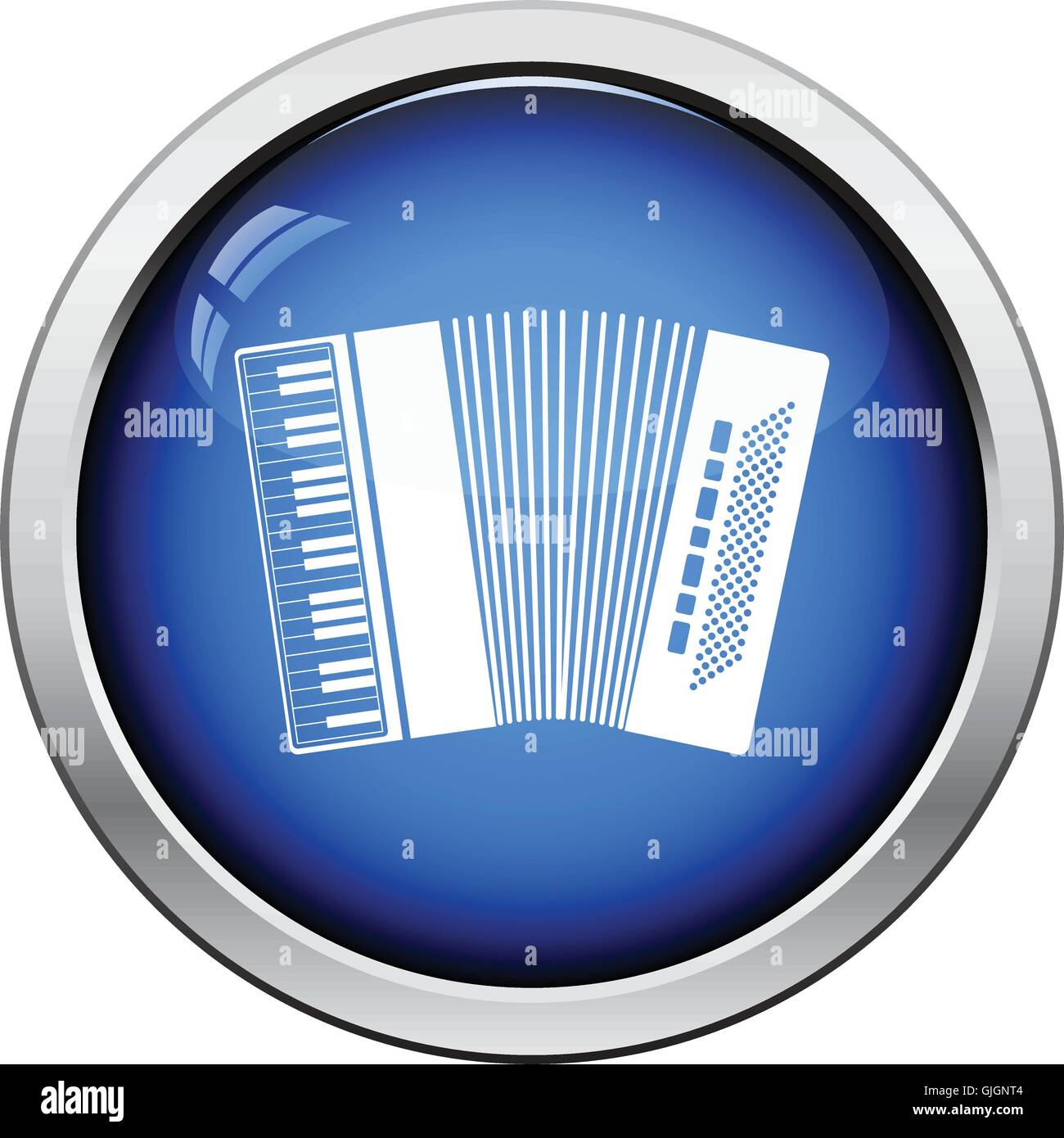 Accordion icon. Glossy button design. Vector illustration Stock Vector ...
