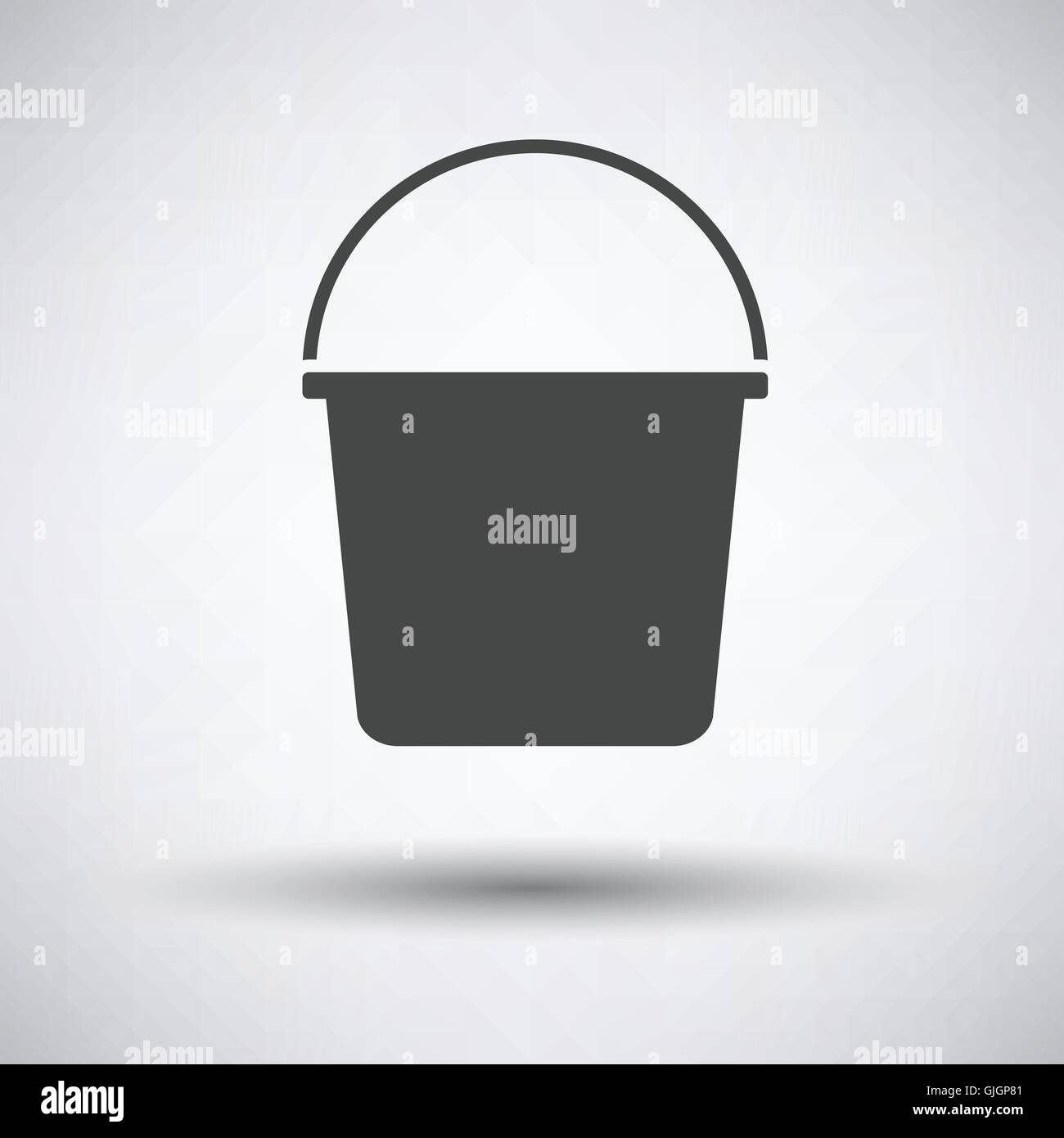 Bucket icon on gray background with round shadow. Vector illustration ...