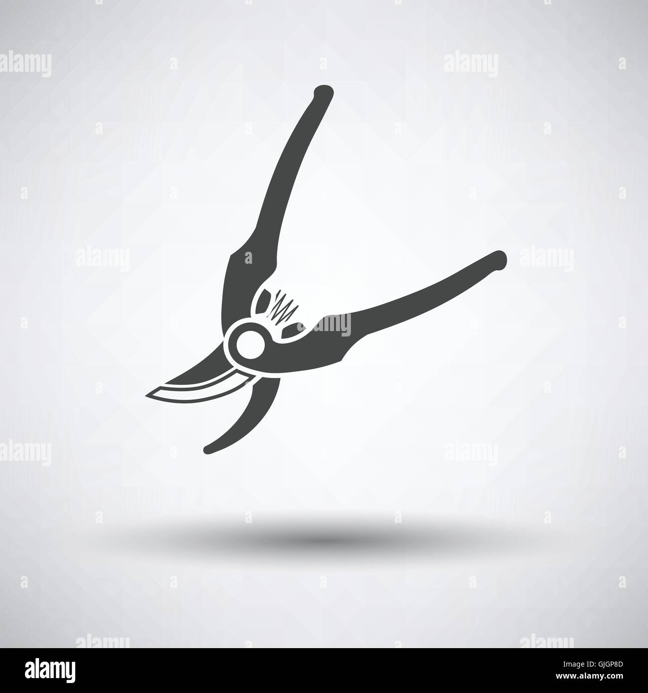 Garden scissors icon on gray background with round shadow. Vector ...