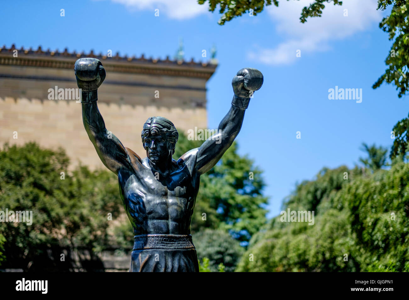 The bronze statue of Sylvester Stallone as Rocky Balboa outside the ...