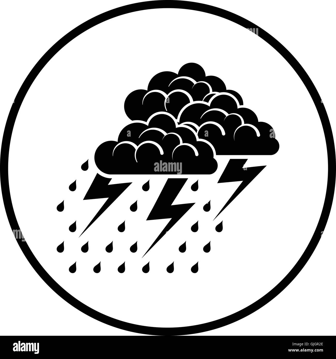 Thunderstorm icon. Thin circle design. Vector illustration Stock Vector ...