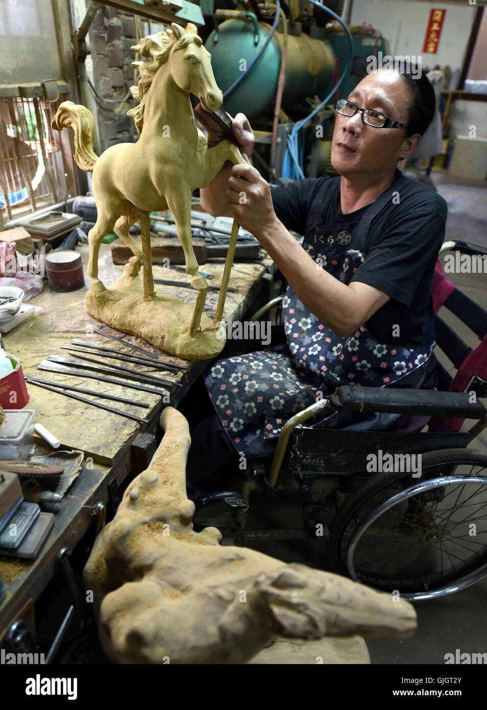 New Taipei's Taiwan. 16th Aug, 2016. Sculpture artist Lin Cheng-Fa ...