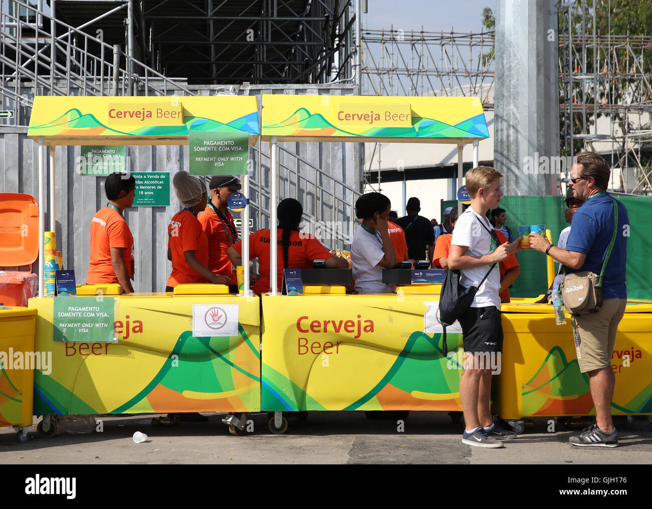 Rio de Janeiro, Brazil. 16th Aug, 2016. A beer stand at the Olympic ...