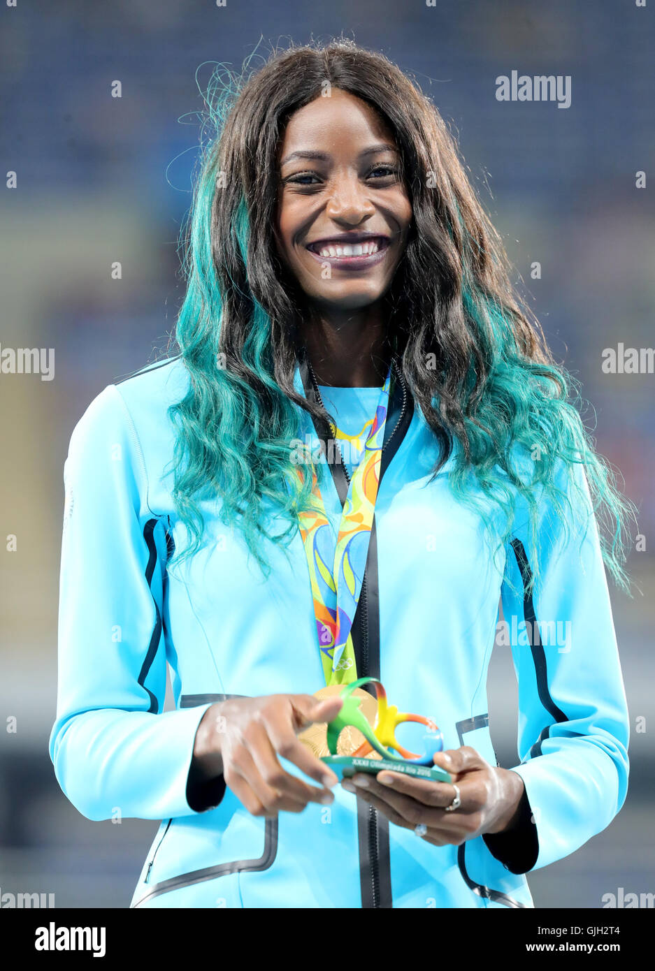 Rio de Janeiro, Brazil. 16th Aug, 2016. Gold medalist Shaunae Miller of ...