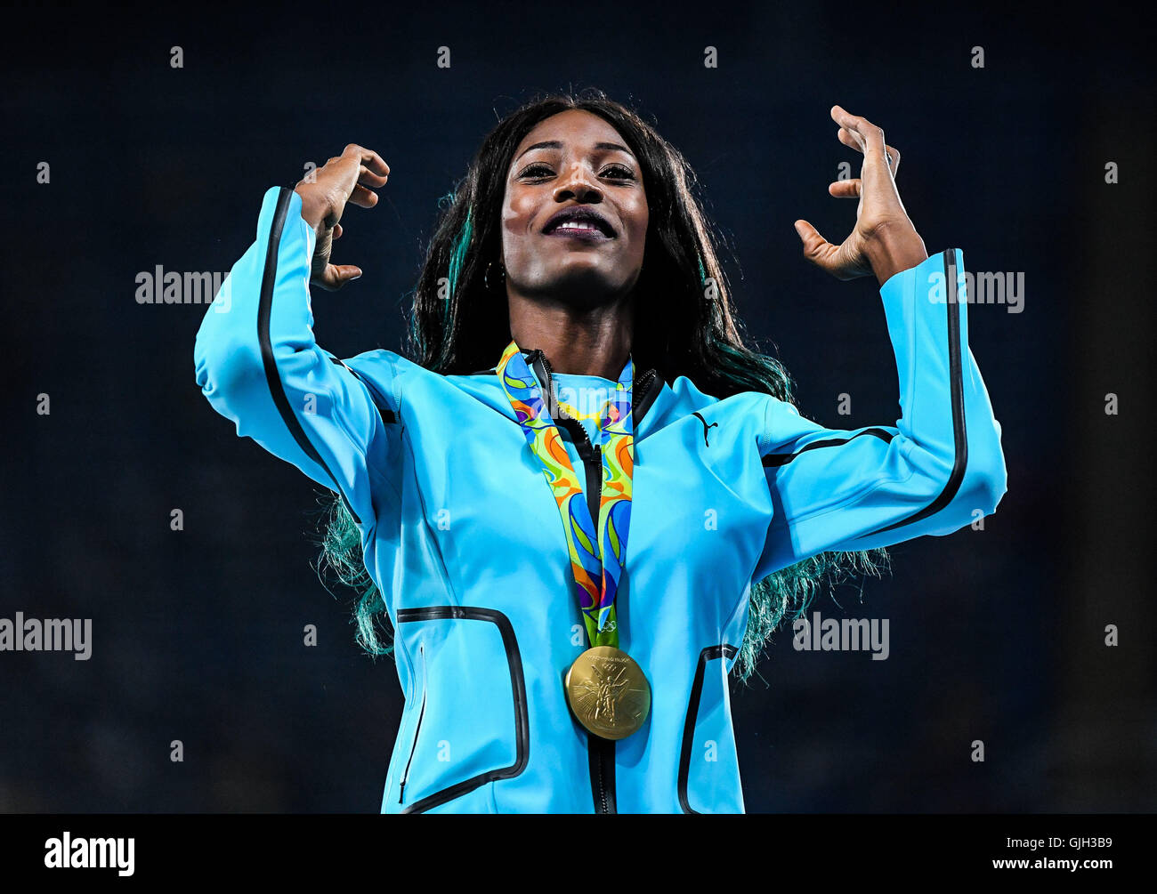 Rio De Janeiro, Brazil. 16th Aug, 2016. Gold medalist Bahamas's Shaunae ...