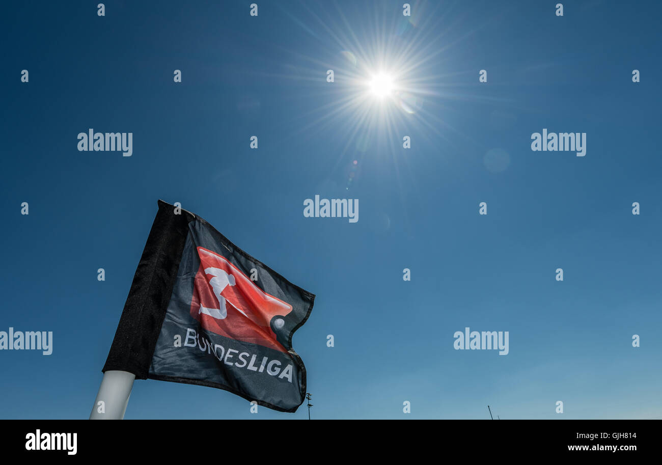 Dortmund, Germany. 17th Aug, 2016. A Bundesliga flag in front of the ...