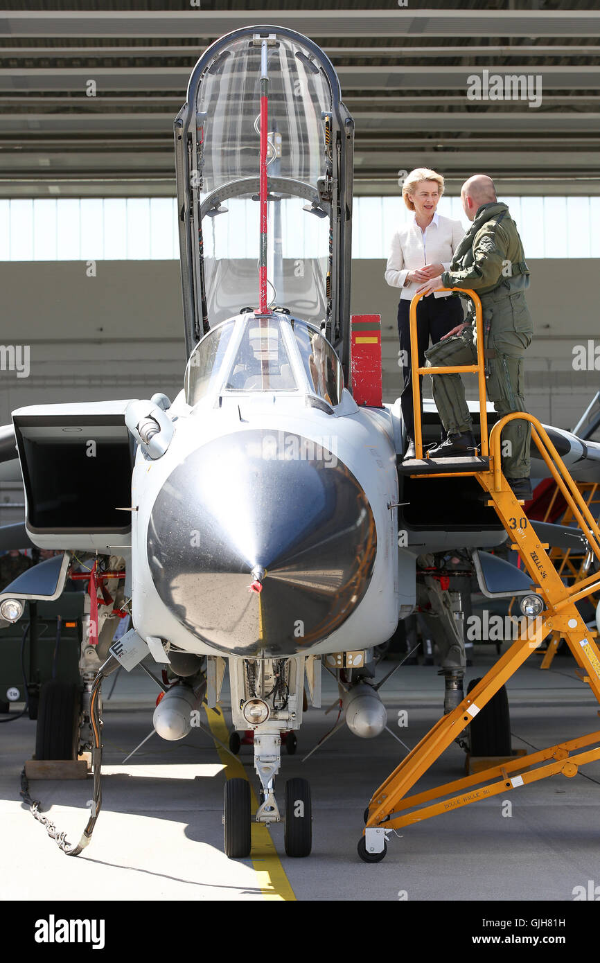 Jagel, Germany. 17th Aug, 2016. German Minister of Defense Ursula von ...