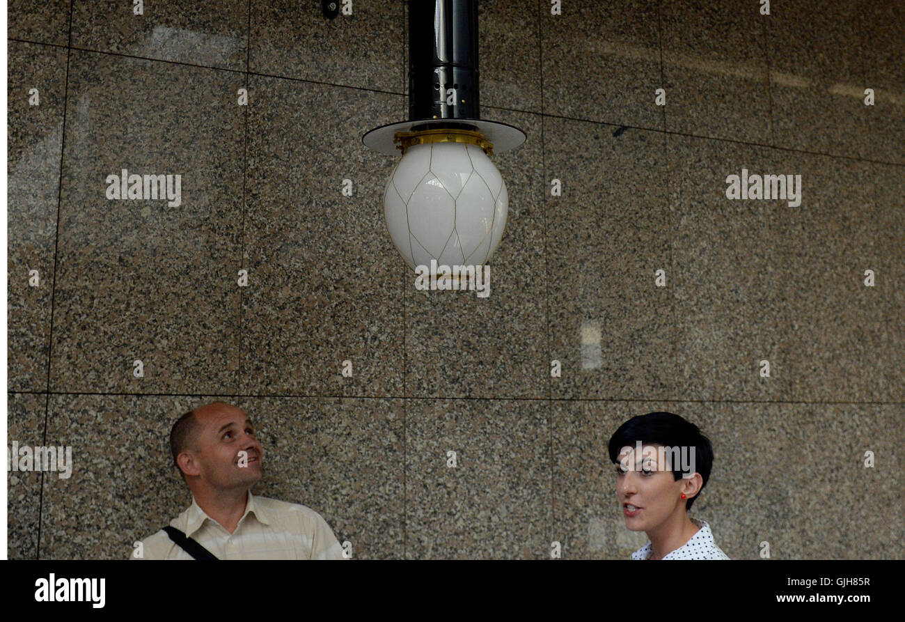 Prague, Czech Republic. 17th Aug, 2016. Replica of electric arc lamp ...