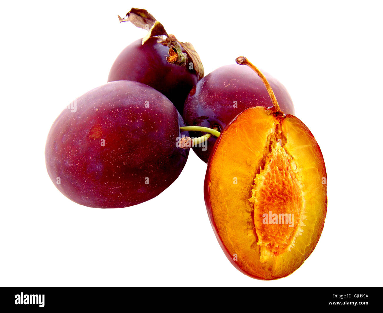 Fruit harvest plums in Cut Out Stock Images & Pictures - Alamy