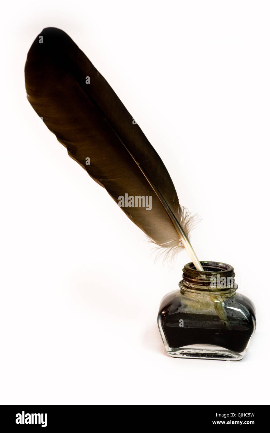 quill with inkwell Stock Photo - Alamy