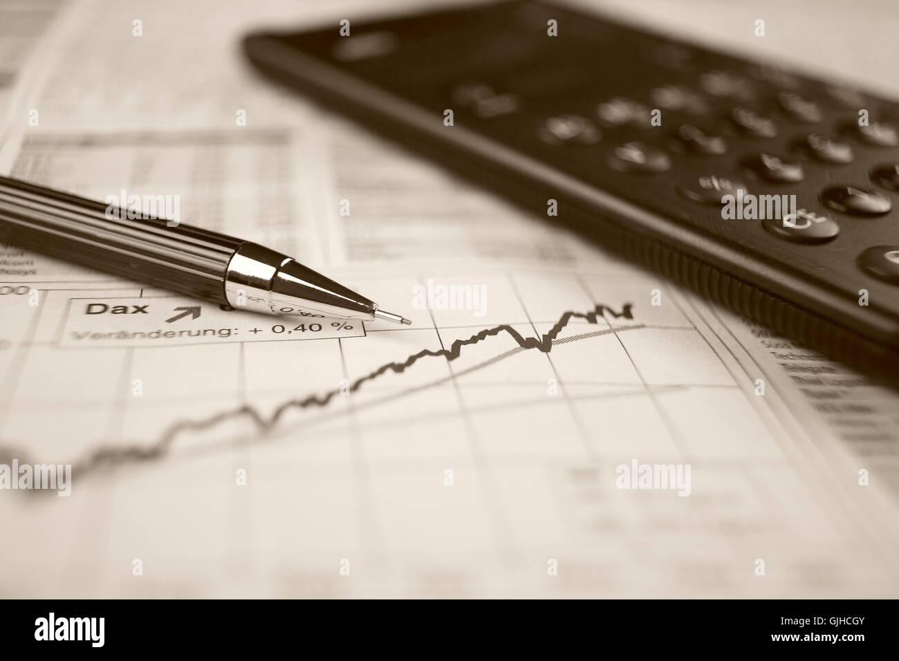 share price and calculators Stock Photo - Alamy