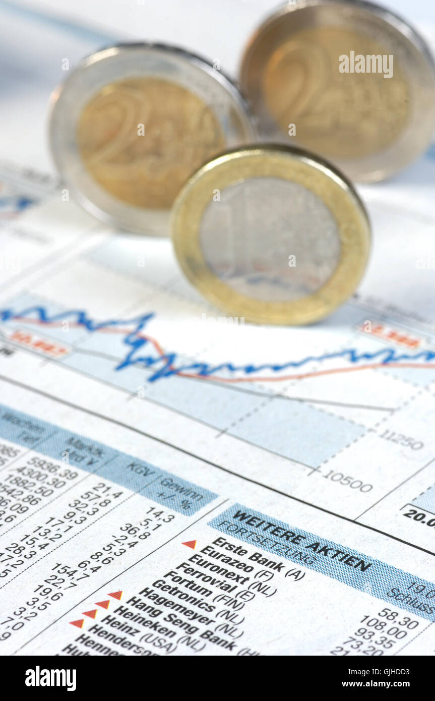 price chart with euro coins Stock Photo - Alamy