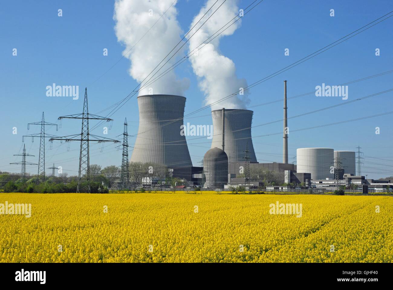 nuclear power plant and rapeseed field Stock Photo - Alamy
