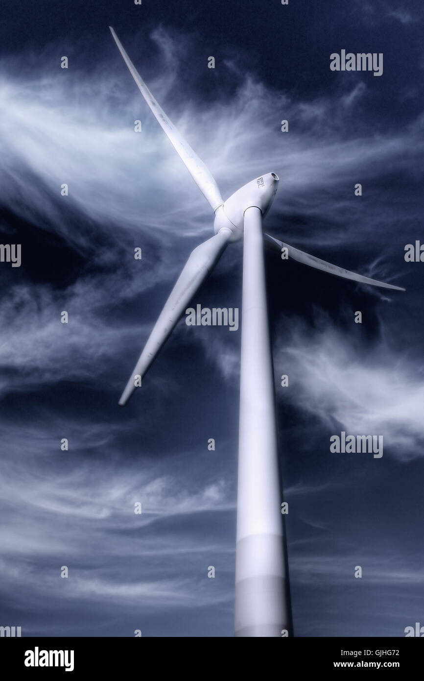 windmill in storm (high dynamic range Stock Photo - Alamy