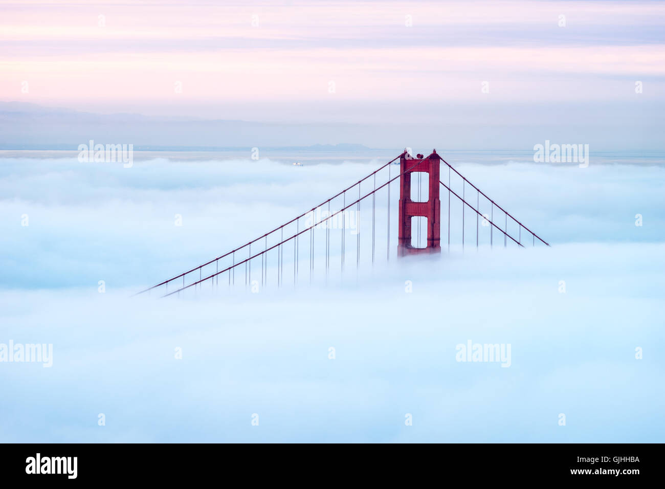 Golden Gate Bridge through fog, San Francisco, California, United ...