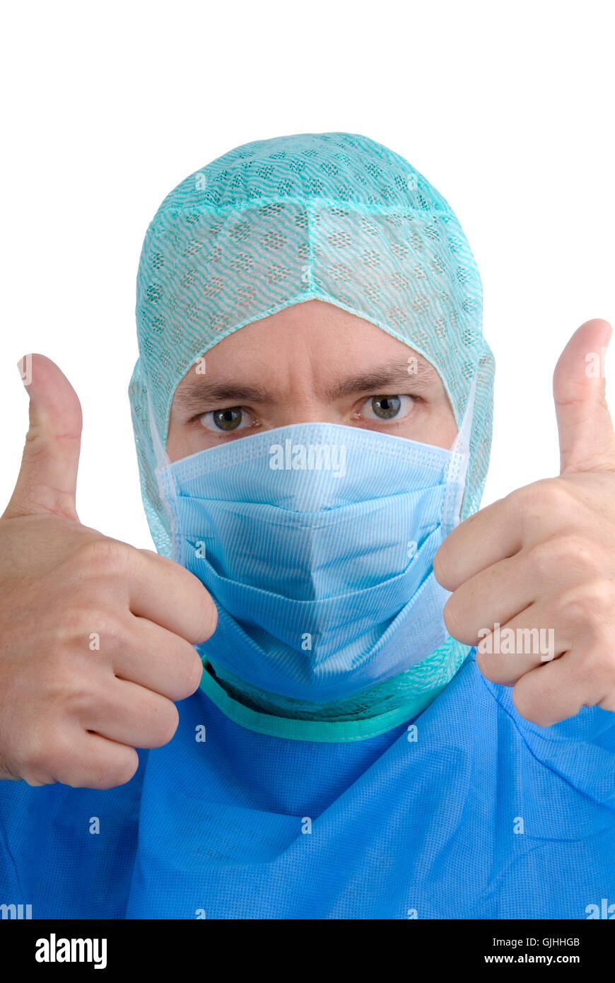doctor with thumb stretched Stock Photo - Alamy