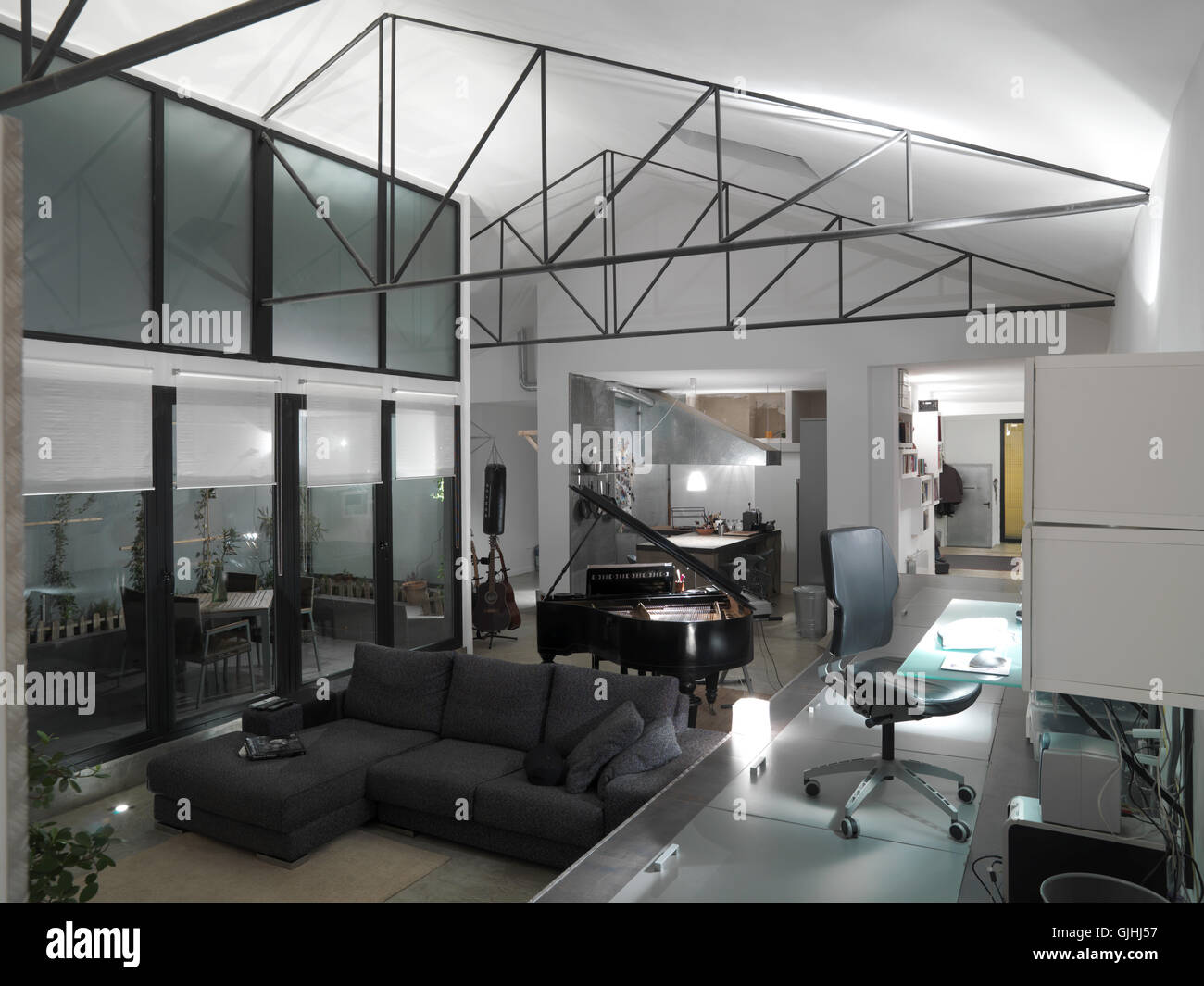 interior at night in loft Stock Photo - Alamy