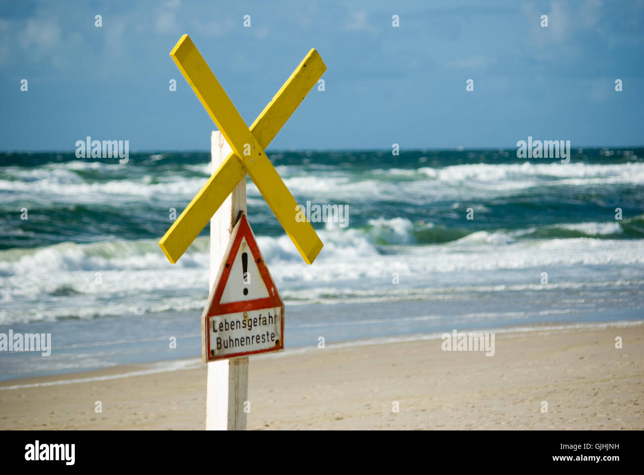 danger cross beach Stock Photo - Alamy