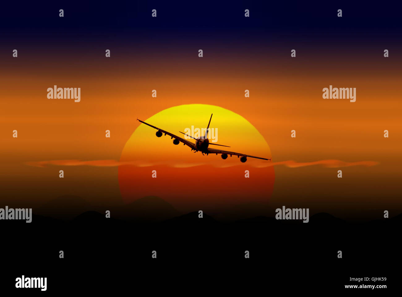 A380 plane sunset hi-res stock photography and images - Alamy