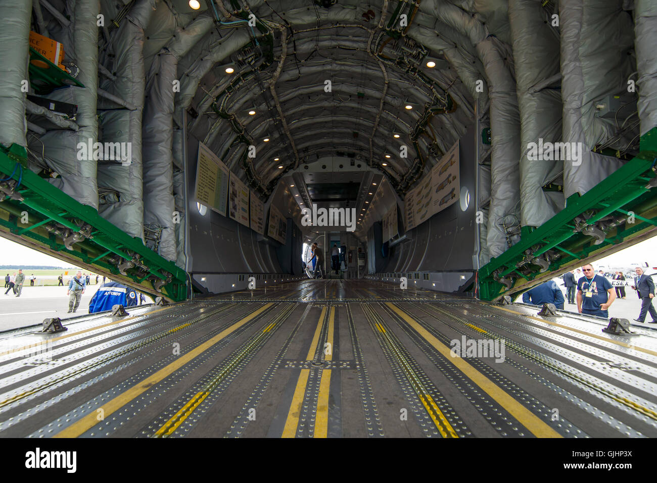 The cargo compartment of military transport aircraft Antonov An-178 ...