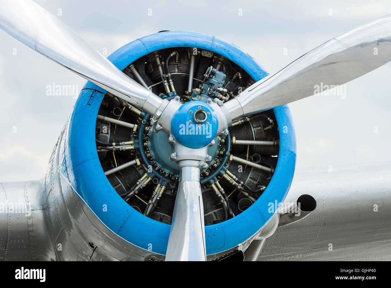 Radial engine of an aircraft. Close-up Stock Photo - Alamy